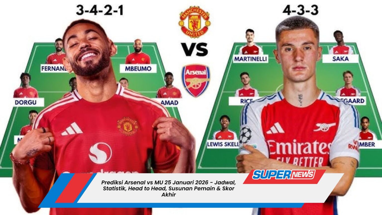 Prediksi Arsenal vs MU 25 Januari 2026 - Jadwal, Statistik, Head to ...